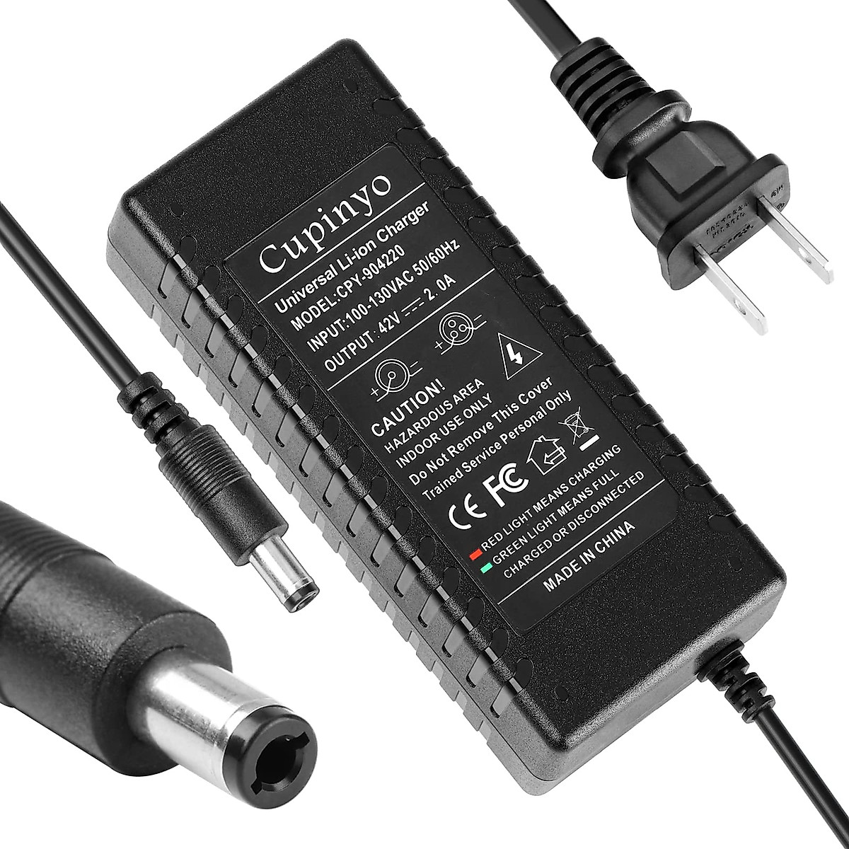 Cupinyo Upgraded 42V Charger 1 Prong Fast 2A for 36V Lithium Ebike Escooter, Compatible with 36 Volt gotrax Electric Bike Scooter Charger