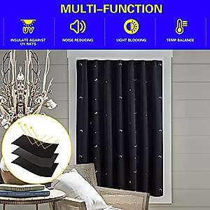 Goabroa (2 Pack Portable Baby Travel Windows Blackout Curtain, 78"x 50" Adjustable Temporary Blackout Shades with Suction Cups for Nursery or Dorm Room - Moon & Stars Pattern
