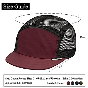 CLAPE Mens Fitted Trucker Cap Quick-Drying Sports Running Hat Mesh-Back Cap Flat Brim Fitted Cap 5 Panel Baseball Hat, Green