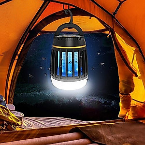 3 in 1 Bug Zapper, USB Rechargeable Mosquito Trap, Waterproof Insect Fly Trap for Outdoor & Indoor,LED Lantern, Emergency Power Supply 2000mAh for Home, Camping, Gnats, Backyard, Patio