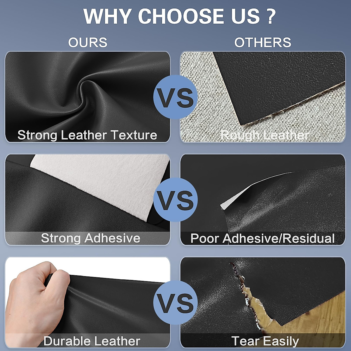 Yikda Self Adhesive Leather Repair Patch Kit, 31.4 in x 16 in Large Vinyl Leather Repair Tape for Furniture, Car Seat, Couch, Sofa, Chair Smooth Black