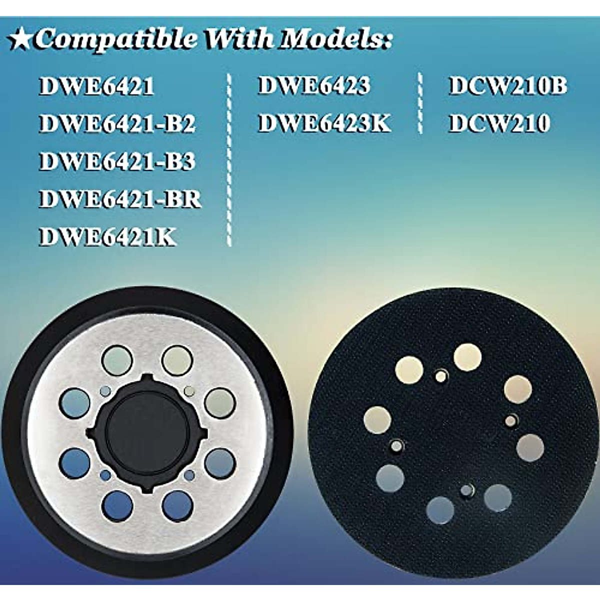 5 inch 8 Hole Hook & Loop Replacement Sander Backing Pad for DeWalt DWE64233, N329079, RSP54 - Metal Backing - Compatible with DWE6423/6423K, DWE6421/6421K, DWE6421-B2, DWE6421-B3, DWE6421-BR (1 Pack)