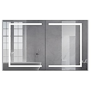 LEDMyplace 48 X 28 Inch LED Lighting Medicine Cabinet Double Sided Mirror On/Off Switch ETL RoHS Listed 90+ CRI Surface Mount LED Mirror Medicine Cabinet with Lights Benign Style