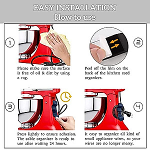 Cable Clips Cord Organizer For Kitchen Appliances, 6 Pack 3M Upgrade Small Cord Wrappers For Kitchen Appliances Premium Adhesive Stick On Stand Mixer, Toaster, Coffee Maker, Pressure Cooker, Air Fryer