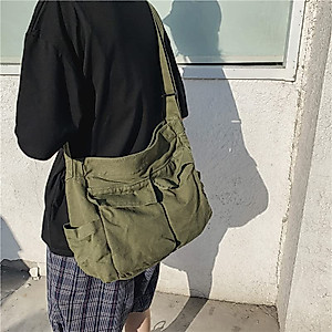Tote bag for woman casual canvas bag female large capacity handbag female student shoulder bag(Green)
