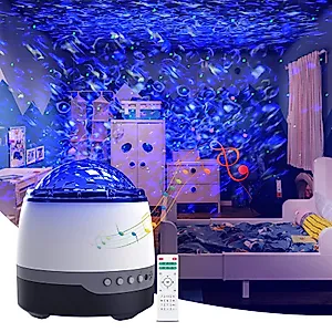 Galaxy Projector, Star Light Projector for Bedroom, Sleeping Soothing White Noise Sound Machine with Remote, Timer, Music Speaker, 8 Soother Sounds Ocean Wave Projector for Baby Kids Adults Relaxation