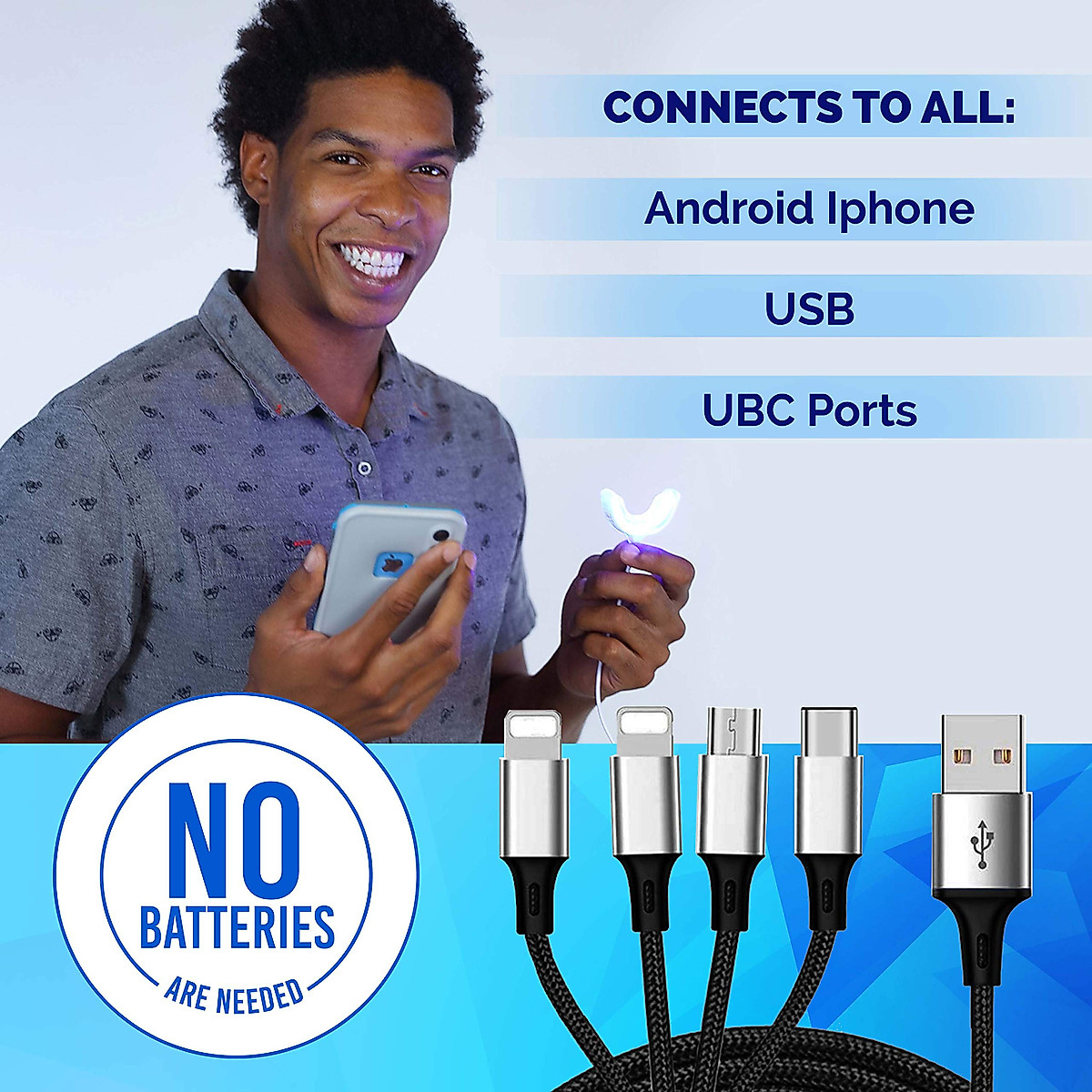 Ghost White Teeth Whitening Kit - Professional LED Light for Whiter Teeth Without Sensitivity, Includes 3 Smart Teeth Whitening Gel Refill Pens, Whitens in Less Than 10 Minutes