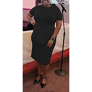 TOPONSKY Church Mothers Work Bow Dress Maternity Club Ruffle Pencil Black,XL