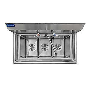 Stainless Steel Sink - 3 Compartment Sink 10"x14"x10" with Legs and Faucet | NSF | Utility | Commercial | Laundry | Kitchen