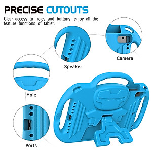 AVAWO Kids Case for 9.7" iPad 6th Generation Kids Case, iPad 5th Generation Case, iPad Air 2 Case - with Shoulder Strap, Shockproof Handle Stand Cover for iPad 9.7" 2017(5th Gen) 2018 (6th Gen)-Blue