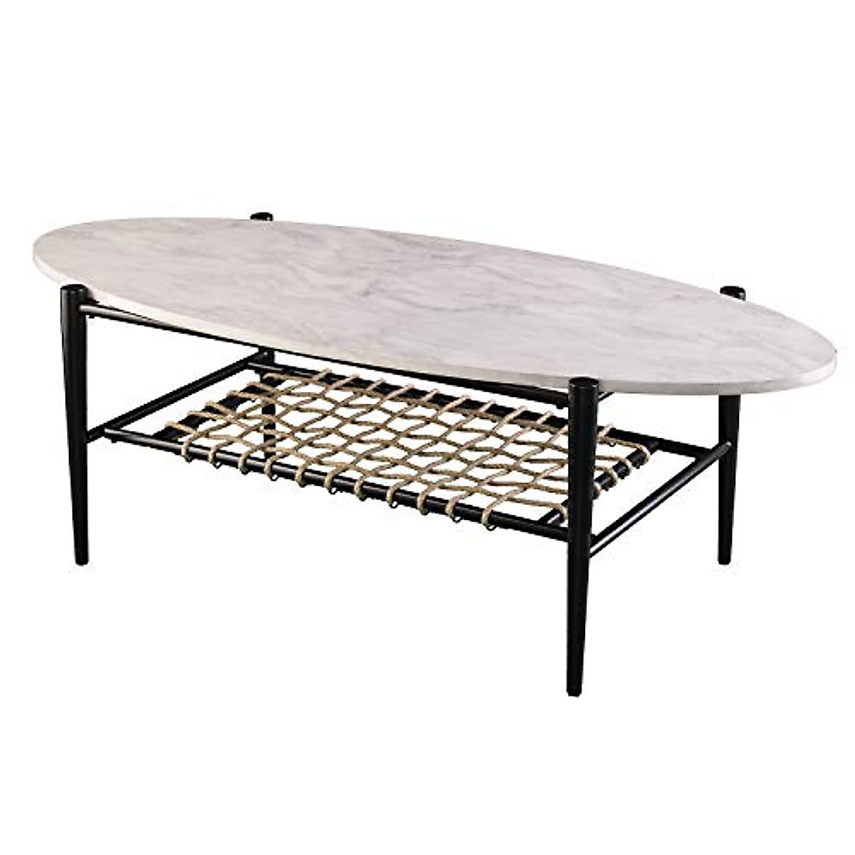SEI Furniture Holly & Martin Relckin Faux Marble Coffee Table, White/Black/Natrural (CK1430)