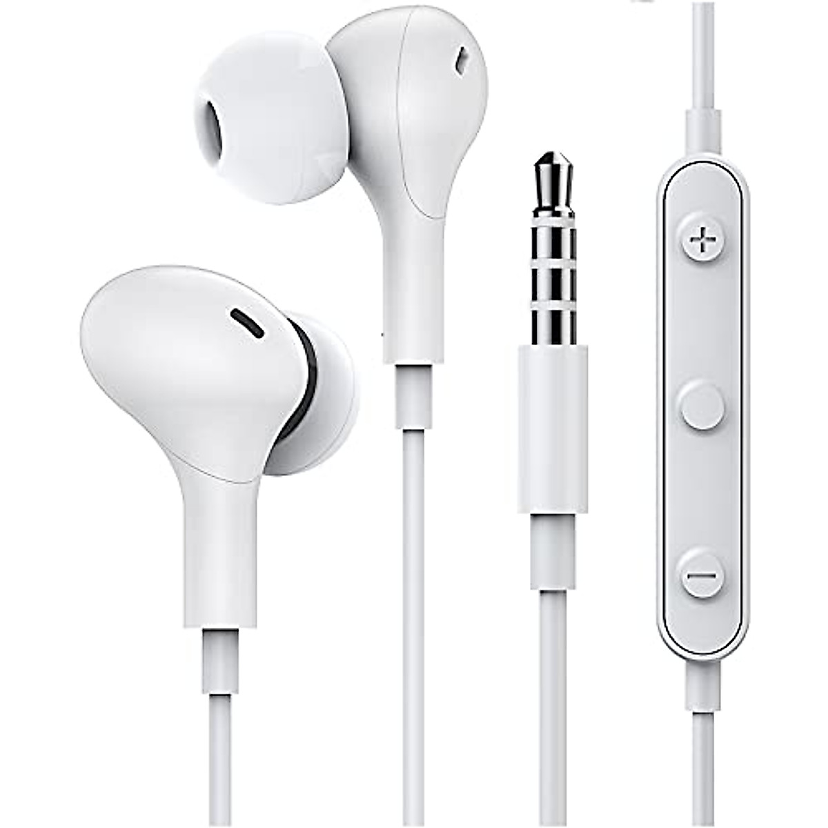Wired Earbuds Noise Isolating in-Ear Headphones Sports Workout Magnetic Earphone w/Microphone Volume Control 3.5mm Plug for Android Samsung Galaxy Moto LG Blu iPhone Cell Phones Laptop Computer(White)