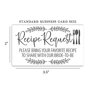 50 Bridal Shower Recipe Request Cards - Laurel and Utensil Silhouette Design - Invitation Inserts