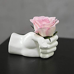 Statue Ceramic Vase Fisting Vase White Ceramic Flower Pot Flower Arrangement Home Living Room Modern Decorative-A_As_Shown