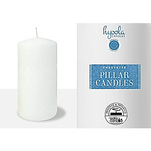 Hyoola White Pillar Candles 3x6 Inch - Unscented Pillar Candles - 12-Pack - European Made