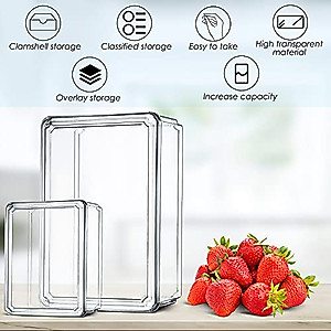 Set of 4 Fridge Food Storage Bins, Stackable Clear Kitchen Fruit Storage Containers, Freezer Organizer Fresh Keeper Box with Lid for Kitchen Countertops, Refrigerator, Pantry and Cabinets