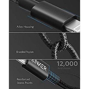 Anker New Nylon USB-C to Lightning Charging Cord for [6ft MFi Certified] for iPhone 13 13 Pro 12 Pro Max 12 11 X XS XR 8 Plus, AirPods Pro, Supports Power Delivery (Black)