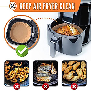 Air Fryer Liners XL FAMILY SIZE, 100 Pcs, 9.06-inch Internal Diameter Disposable Paper Liner for Baking Frying Grilling Roasting Microwave - Unbleached Non-Stick Oil-proof. For ROUND &/SQUARE Fryers