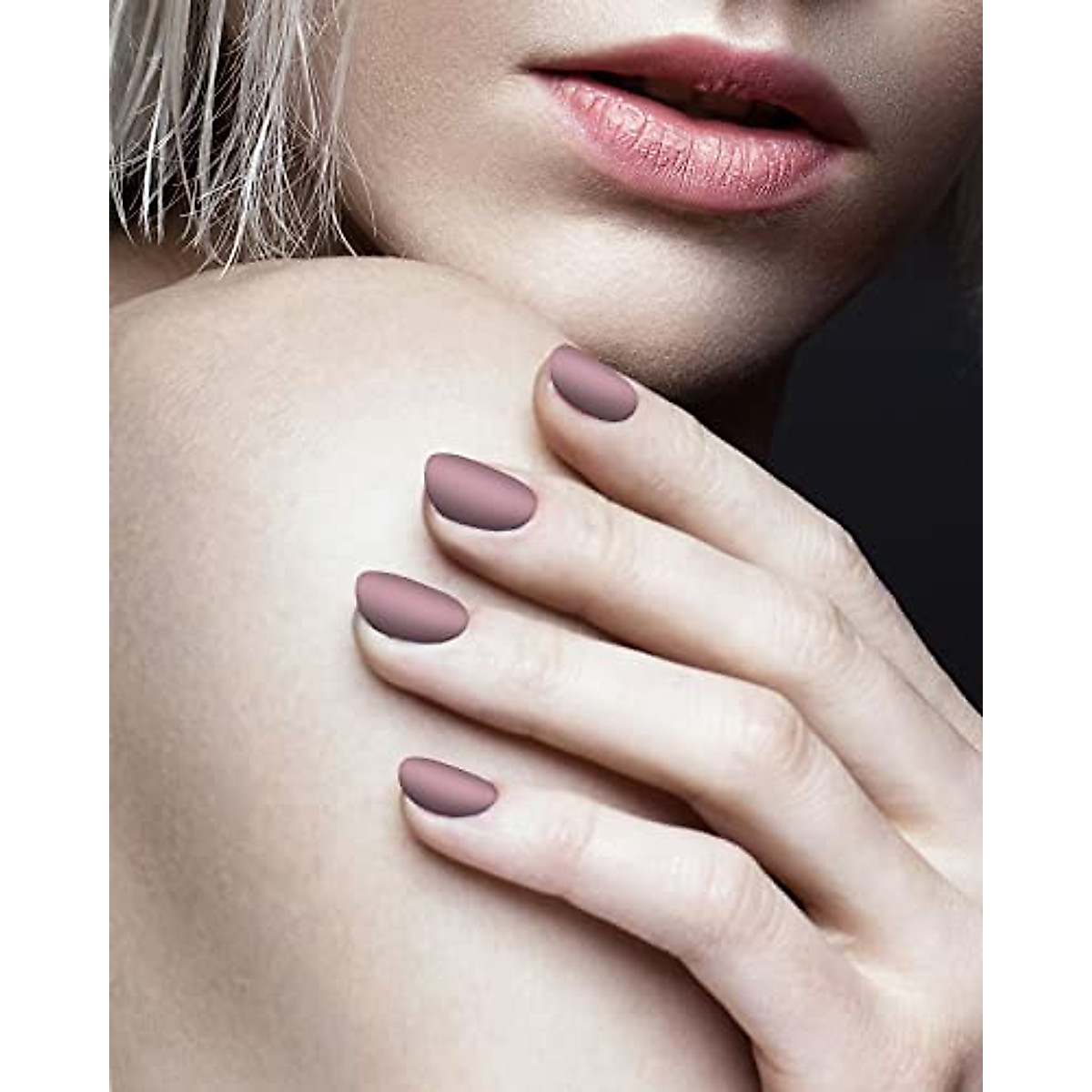 LADYING Matte Short Acrylic False Nails for Women, Stick Glue on/ Press on Nails Set with Glue Nail File, Nail Art Salon Ballerina French Fake Tips, 8 Packs (192 PCS)