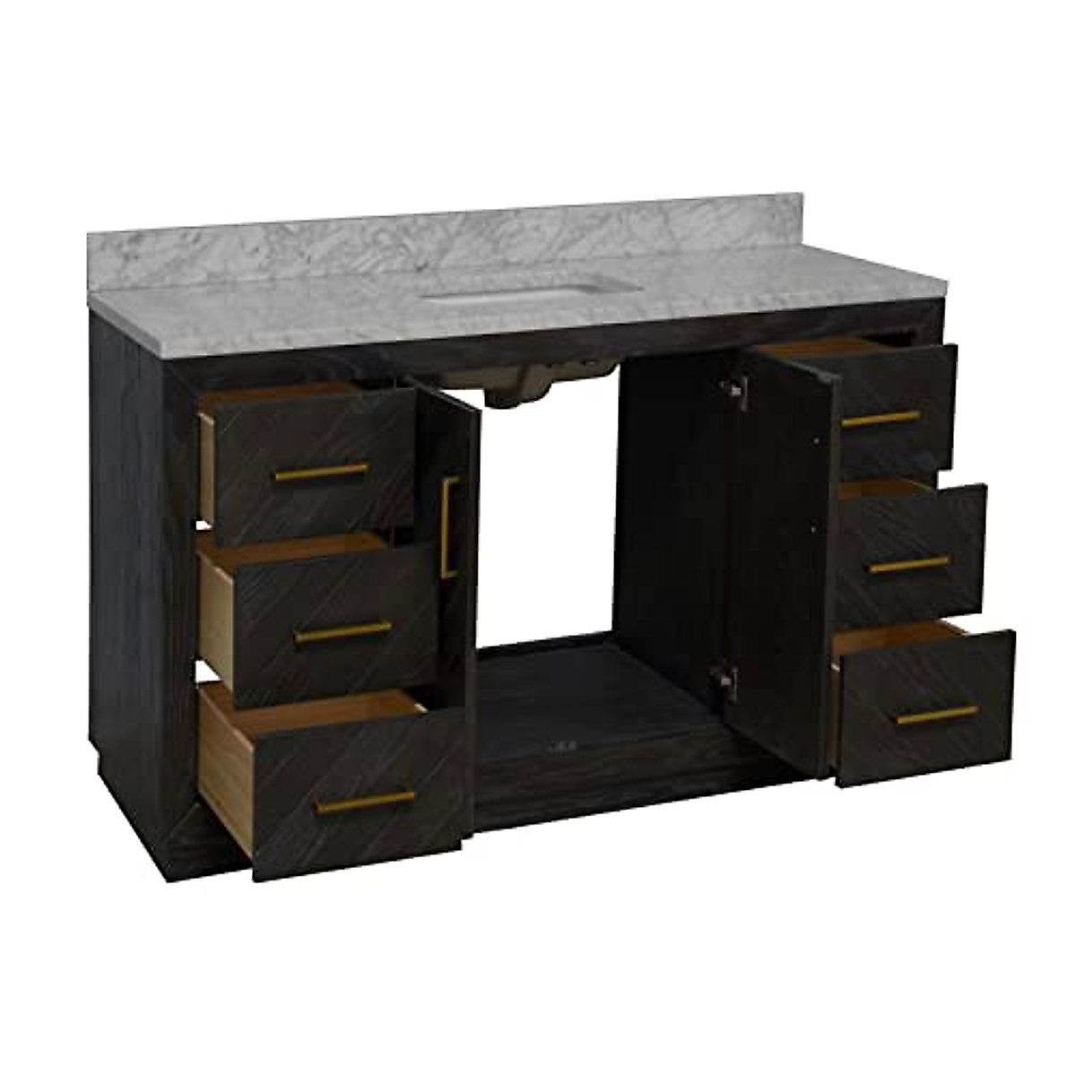 Kitchen Bath Collection Peyton 60-inch Single Bathroom Vanity (Carrara/Dark Oak): Includes Dark Oak Cabinet with Stunning Carrara Marble Countertop and White Ceramic Sink