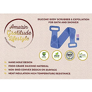 Silicone Bath Body Brush - Extra Long Shower Exfoliating Body Scrubber for Adults & Kids - Foot Scrub & Skin Invigoration -31.5in Long - Includes Free Travel Accessory (Blue)