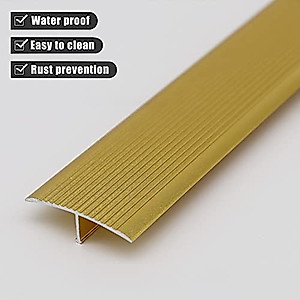 PAASHE Floor Transition Strip Walkers Entry Ramp, Gold Floor Carpet Threshold Strip, Curved Arc Door Edge Cover for Wood Gap Transition, Rust-Proof Floors Seams Strips 90cm Long, Custom Sized