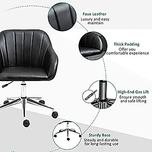 Vinsetto Mid Back Home Office Chair Computer Desk Chair with PU Leather, Adjustable Height, Swivel Wheels for Study, Bedroom, Black