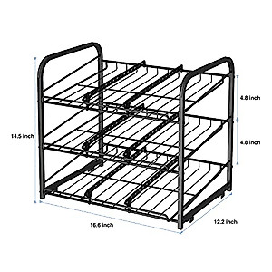 AIYAKA 3 Tier Stackable Can Rack Organizer,for food storage,kitchen cabinets or countertops,Storage for 36 cans,2-piece,Black