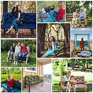 LCYFBE Porch Swing Cushions with Backrest, 2-3 Seater Waterproof Bench Pad Cushions, Thicken 4" Outdoor Swing Cushions, for Outdoor Patio Garden Furniture (60x40in,Dark Green)