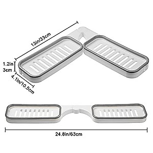 Foldable Corner Shower Caddy, No Drilling Self Adhesive Shower Organizer, Wall Mounted Bath Shelf, Shower Storage Rack for Bathroom, Kitchen, Living Room (Grey)