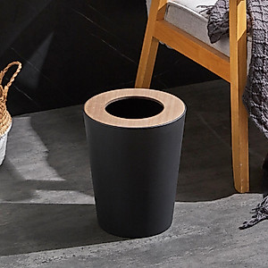 Yajuyi Trash Can Enclosure Indoor Bathroom Wastebasket Large Dustbin Round Opening Top Trash Cans Toilet Waste Bins for Home Toilet Dorms Bedroom, 9L Black
