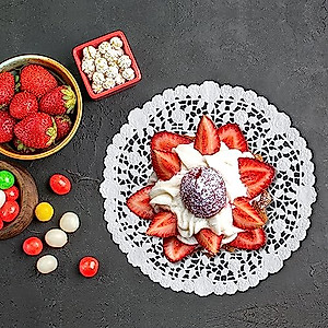 The Baker Celebrations White Round paper Lace Table Doilies 4 5 6 8 10 and 12 inches Assorted Sizes (Variety pack of 120-20 of each)