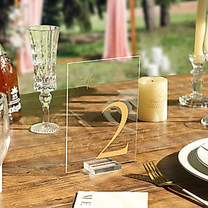 UNIQOOO 20 Pack Clear Blank Acrylic Sign - 5x7 Inch Table Number Signs, Wedding Signs, Card and Gift Sign, Wedding Party & Dinner Signs, Hand Lettering Quotes, Gift Ideas - Stand Holder NOT Included