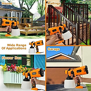 Paint Sprayer, 750W HVLP Electric Paint Sprayer, Paint Spray Gun 1400ml Container, Copper Nozzles and 3 Patterns, Paint Sprayers for Home Interior and Exterior, Chairs, Walls, Fence, Door, Cabinet