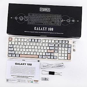 EPOMAKER Galaxy100 QMK/VIA Wireless Gaming Keyboard, Aluminum Shell, Bluetooth/2.4Ghz/USB-C, Pre-Lubed Hot-Swappable Linear Switches, NKRO, RGB Backlit (Creamy White, Marble White Switch)