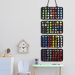 KISLANE Hanging Display Case for Hot Wheels, Storage Compatible with Hot Wheels Toy Car Hanging Storage Organizer Fit for 80 Hotwheels Cars, Matchbox Car, Kids Toy Car Hanging Over The Wall