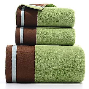 3 Piece Bath Towel Set, Combed Cotton Bath Towels Absorbent Bath Sheets Soft Shower Towels Bathroom Hand Towel Luxury Bath Towels Sets for Bathroom,Green