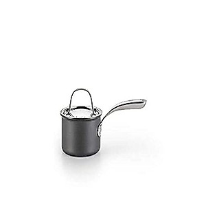 Lagostina Nera Hard Anodized Nonstick 2-Quart Saucepan with Hammered Stainless Steel Lid, Dishwasher Safe Cookware,Grey