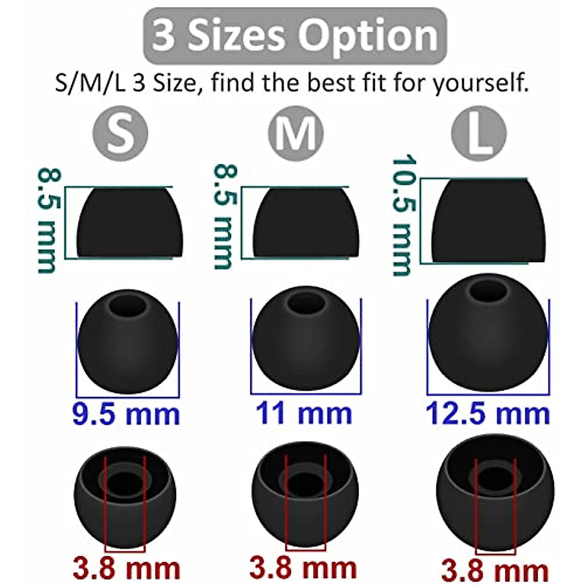 IiEXCEL Strap Ear Tips Kit Compatible with JBL Tune 120TWS / 125TWS, Anti-Lost Soft Silicone Lanyard Neck Rope Cord Lease Gel Eartips Skin Accessories Compatible with JBL Tune 125TWS / 120TWS - Black