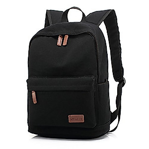 KAYOND Casual Style Lightweight canvas Laptop Bag/Durable Travel backpacks/Rucksack for Men&Women/Fashion Backpack Fits 15 inch Notebook (Black)