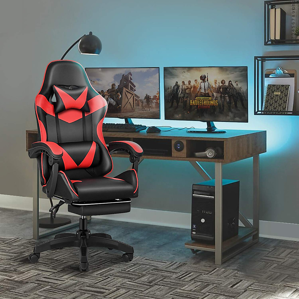 Gaming Chair,Ergonomic Office Chair,High Back Computer Chair,Adjustable Swivel Leather Desk Chair,Mesh Task Chair with Headrest and Lumbar Support
