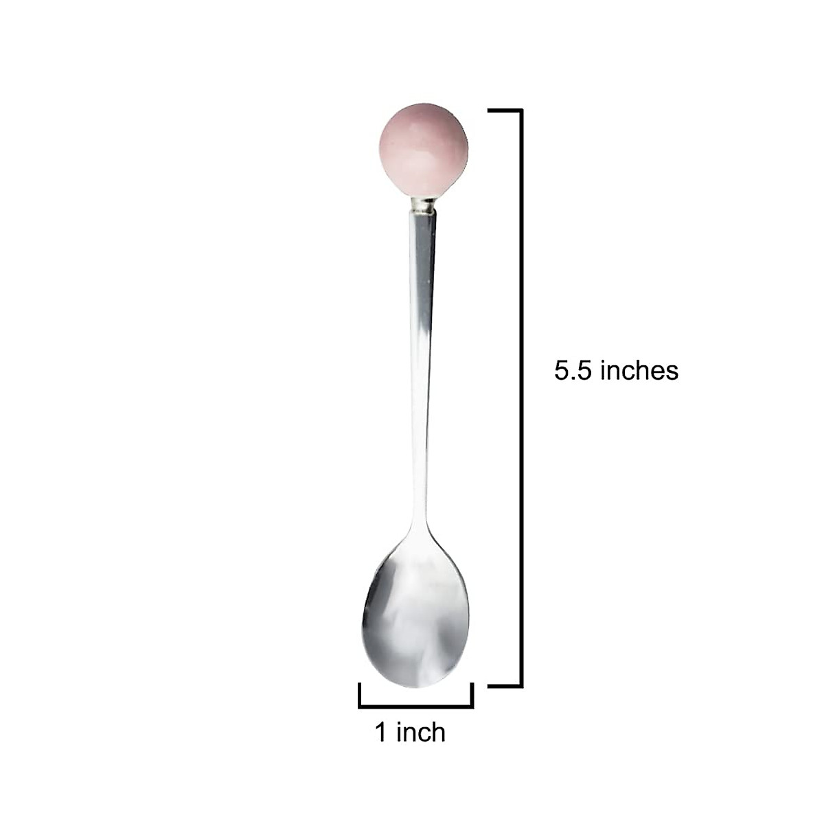 Stainless Steel Coffee Spoon,Teaspoon,Sugar Spoon,Korean Dessert Spoon with Ceramic Ball, Spoons 4 Pieces 5.5 Inches Pink