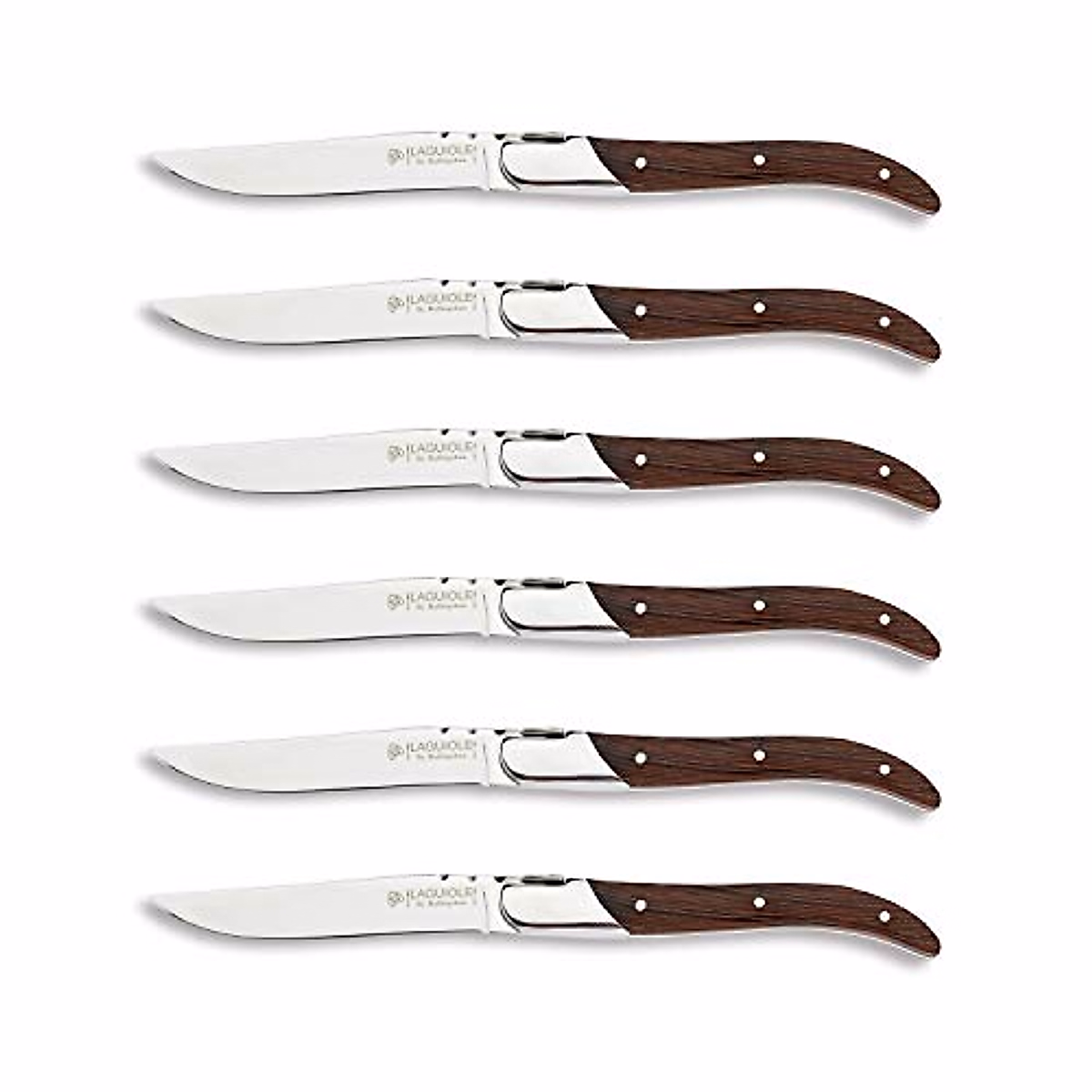 Steak Knives Set of 6, Hailingshan Stainless Steel Straight Blade Premium Gift Boxed Dishwasher Safe Polished Sharp Table Dinner Cutlery Flatware Laguiole Steak Knives 22cm 6 Pieces-Wenge Wood Handle