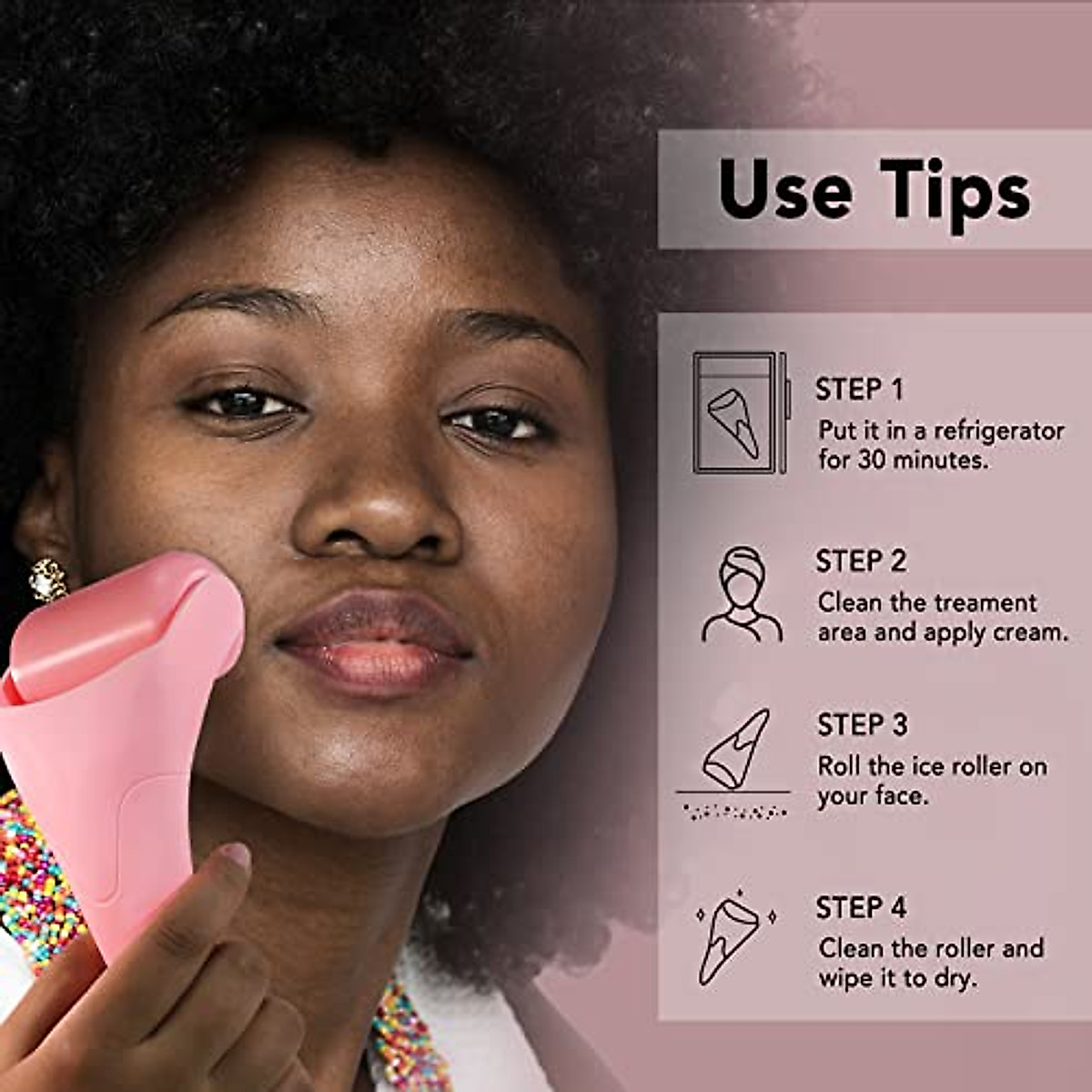huefull Ice Roller for Face, Ice Face Roller & Eye Puffiness Relief, Skin Care Reduce Pain and Wrinkles, Face Massager Roller Gifts for Women, Self Care Gift for Men/Woman(Pink)