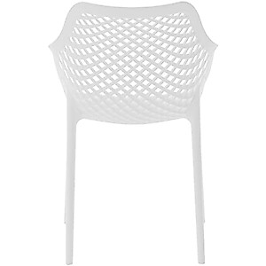 Meridian Furniture 329White Modern | Contemporary Patio Dining Chair with Polypropylene Plastic, Weather Resisting for Indoor or Outdoor Use, Set of 4, 22.5" W x 24.5" D x 31.5" H, White