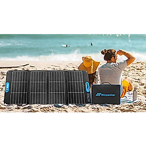 Nicesolar 100W Foldable Solar Panel 100 Watt Portable Solar Panel Charger for Portable Power Station Solar Generator, with USB A&C PD 65W for Laptop Smartphone Tablet Power Bank Camping RV Outdoor