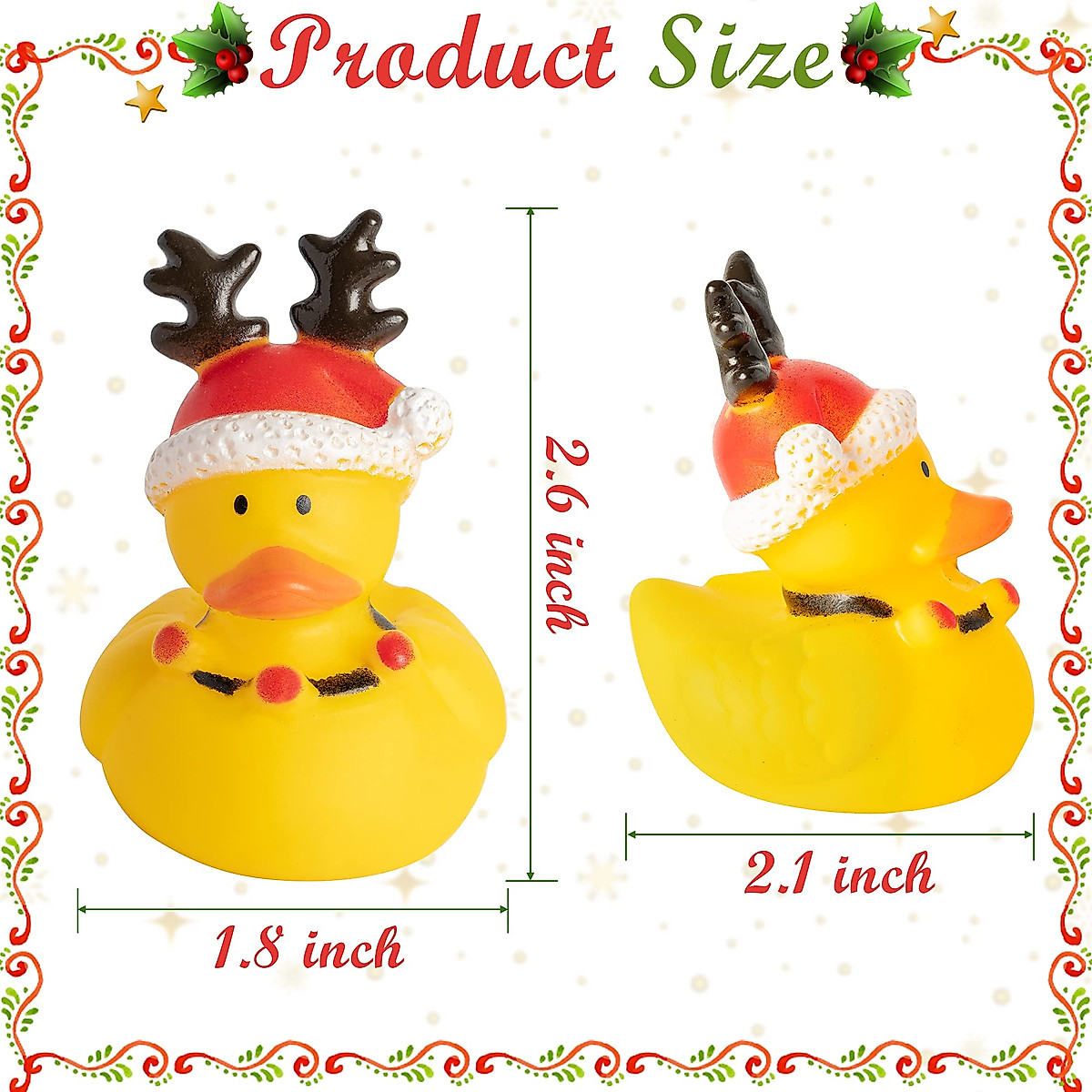 Haooryx 20Pcs Christmas Rubber Duckies Toys, Fancy Novelty Christmas Ducks Party Decorations for Kids Classroom Prizes Ducky Birthday Gift Xmas Winter Holiday Party Favors Goodie Bag Fillers