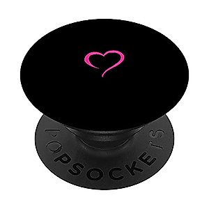 Hot Pink Black Minimalist Hand Drawn Heart PopSockets Swappable PopGrip