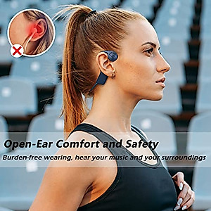 Wireless Bone Conduction Headphones, Open-Ear Bluetooth Sports Headphones with Built-in Mic, Sweat Resistant Earphones for Workout, Running, Gym, Hiking (Black)