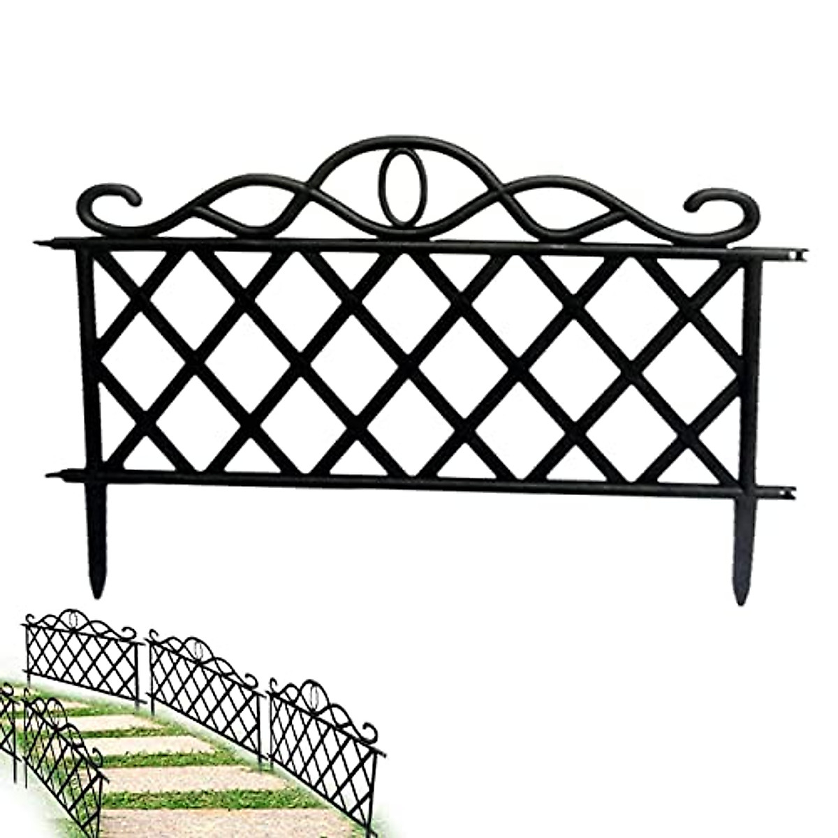 Haokaini Decorative Garden Fence 14in(H) x18.5in(L) Dog Pet Animal Barrier Landscape Fencing Border Fence Panel Flower Edging for Outdoor Yard Patio Flower Bed